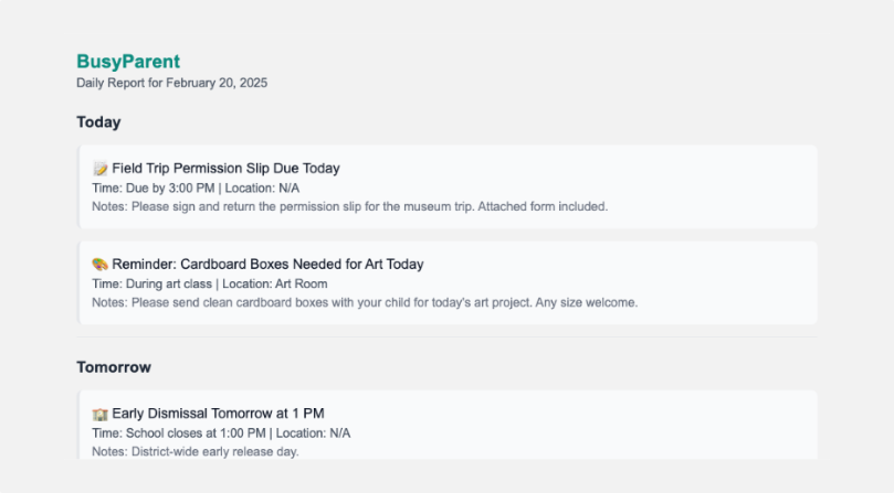 BusyParent - Simplify School Emails